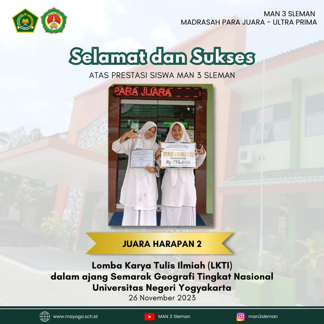 MAN 3 Sleman Sabet Juara Harapan 2 LKTI Semarak Geografi Tingkat ...