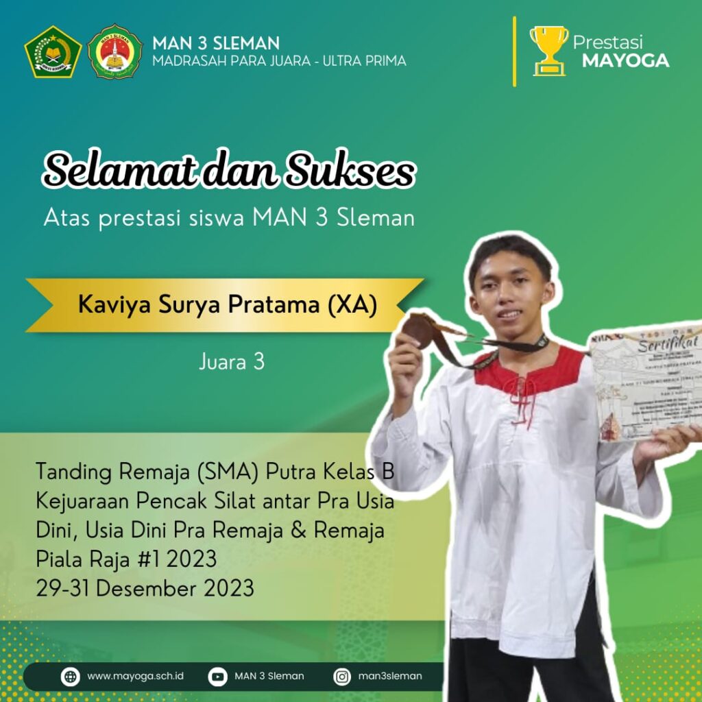 Dua Siswa MAN 3 Sleman Raih Juara 3 Pencak Silat - MAN 3 Sleman Yogyakarta