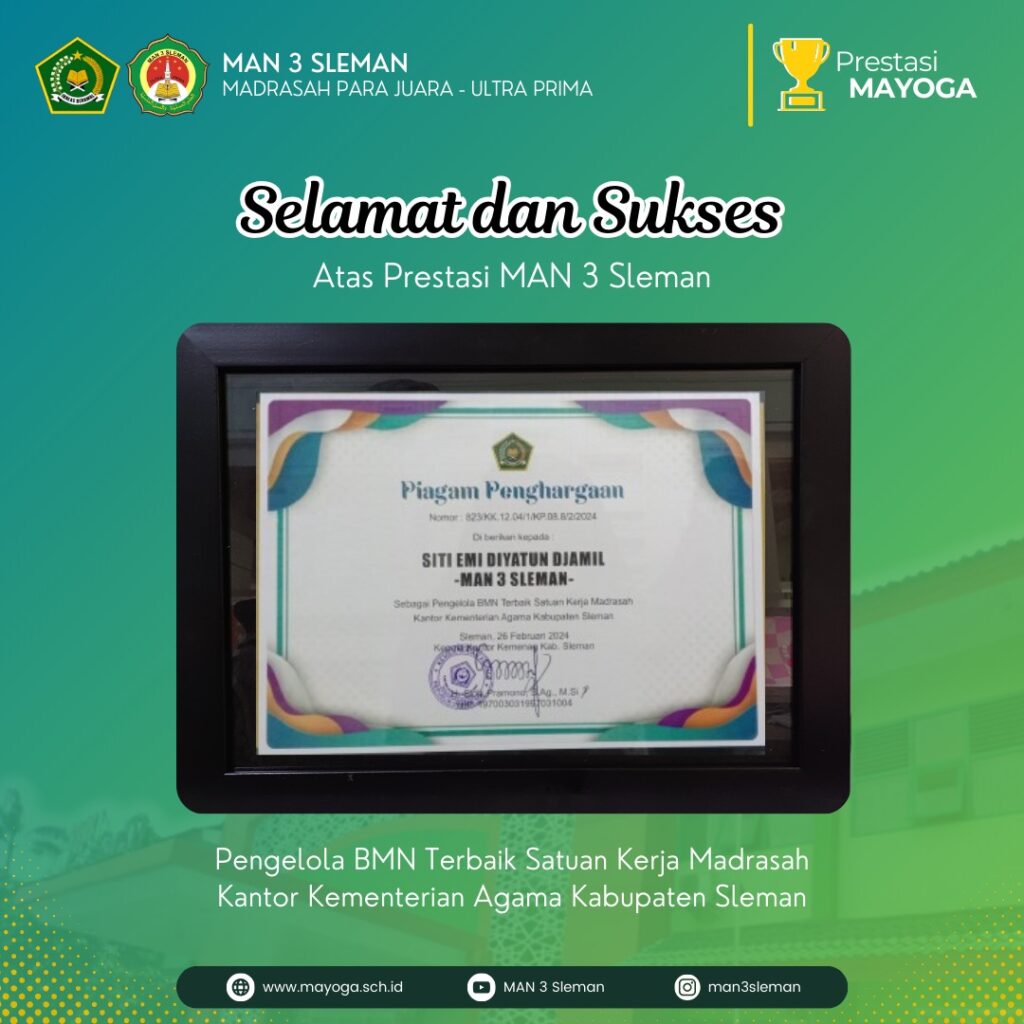 MAN 3 Sleman Raih 3 Penghargaan dari Kepala Kantor Kemenag Sleman Tahun ...
