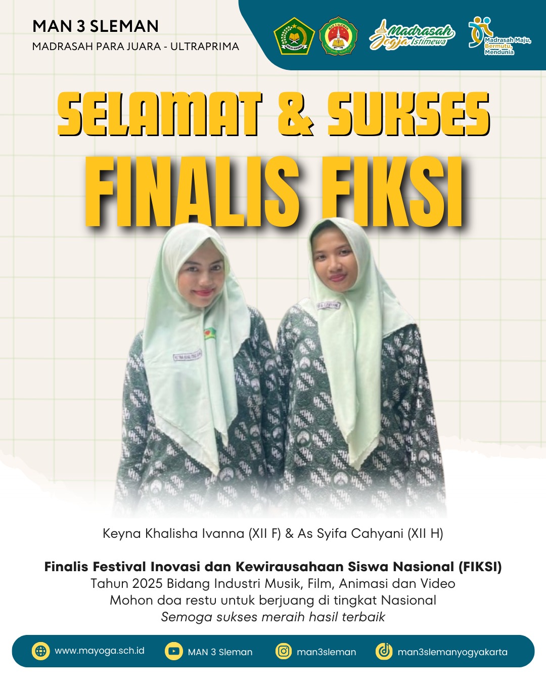 Prestasi Membanggakan, Dua Tim Riset MAN 3 Sleman Lolos FIKSI Nasional ...